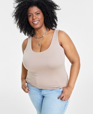 On 34th Trendy Plus Size Longline Scoop-Neck Tank, Created for Macy's - Macy's