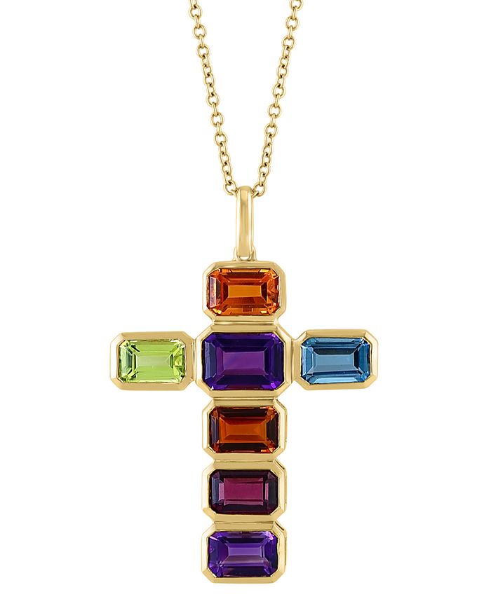 Effy Collection Effy® Multi Gemstone Cross 18 Pendant Necklace 5 1 4