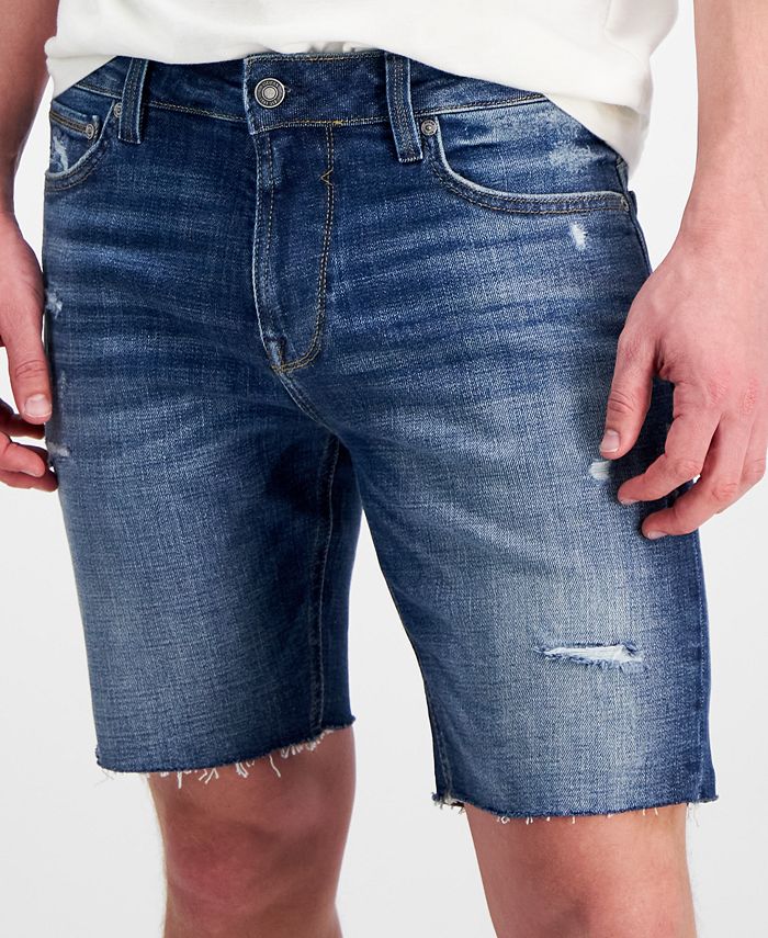 GUESS Logan Distressed 9" Denim Shorts - Macy's