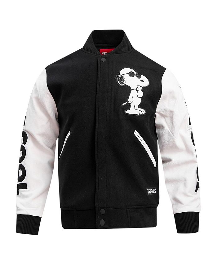 Freeze Max Men's Black Peanuts Snoopy Joe Cool Full-Zip Varsity Jacket ...
