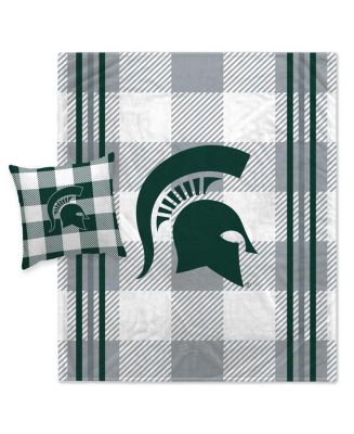 Pegasus Home Fashions Michigan State Spartans Gray Plaid Stripes ...