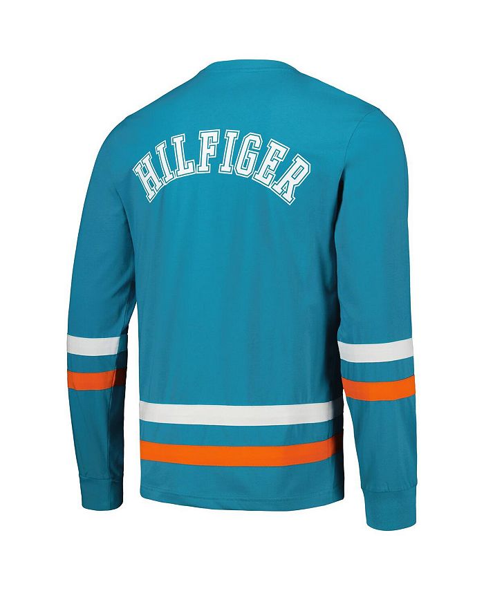 Tommy Hilfiger Men's Aqua, Orange Miami Dolphins Nolan Long Sleeve T ...