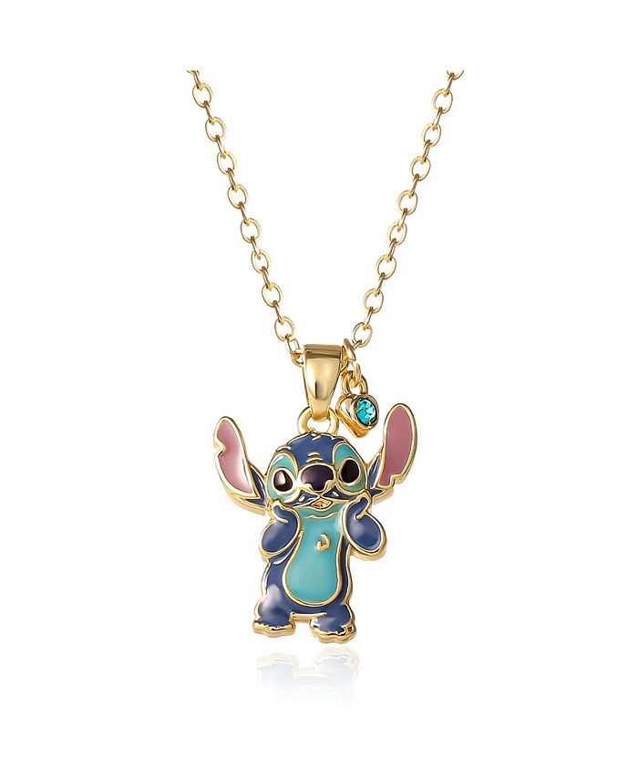 Disney Stitch 18kt Yellow Gold Flash Plated Enamel & Blue Crystal ...