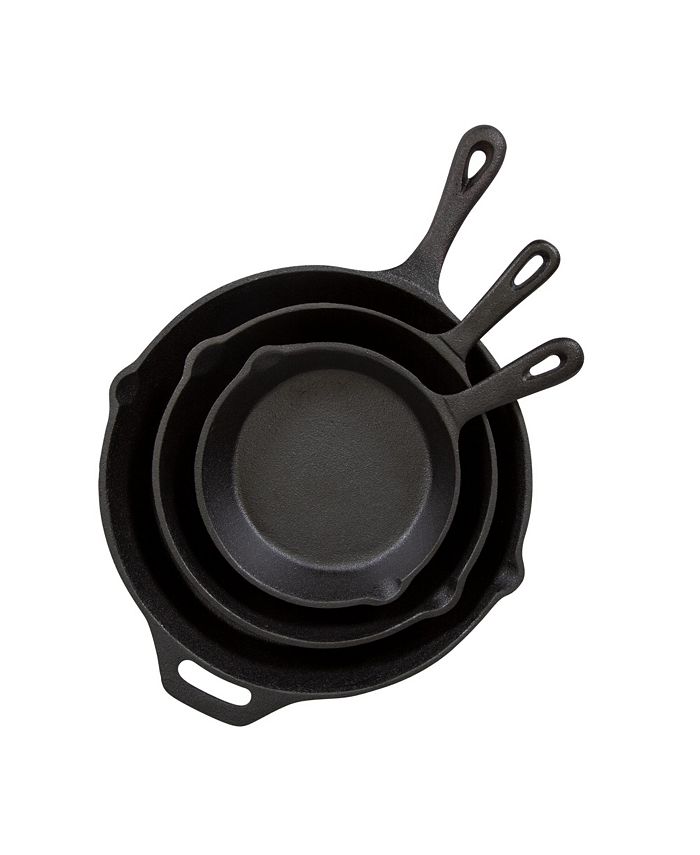 Stansport Stan sport Pre-Seasoned Cast Iron Frying Pans - 3 Piece Set ...