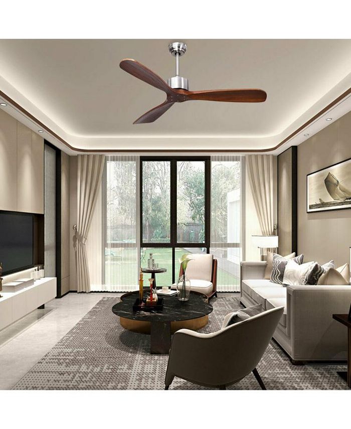 Slickblue 52 Inch Modern Ceiling Fan Indoor Outdoor Brushed Finish with ...