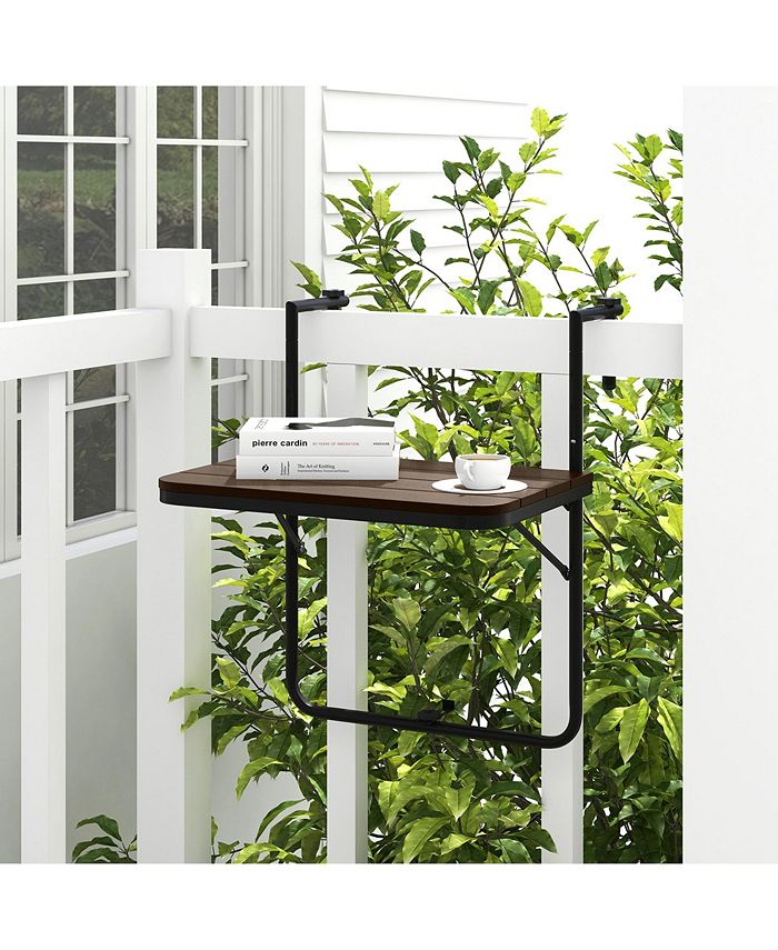 Costway Folding Hanging Table Outdoor Railing Table with 3-Level ...
