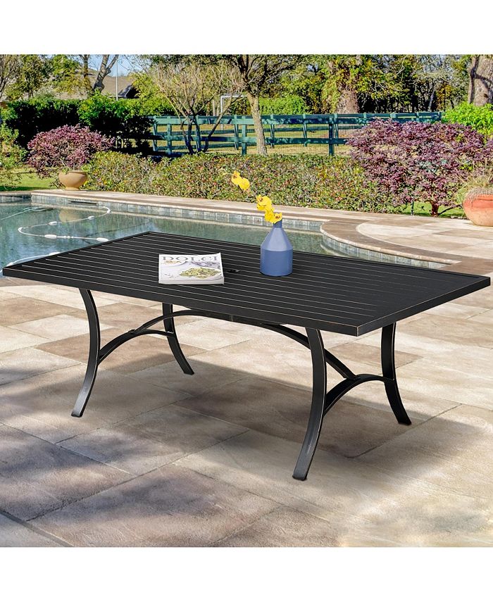 Mondawe 82" x 42" Rectangular Aluminum Outdoor Patio Dining Table with ...
