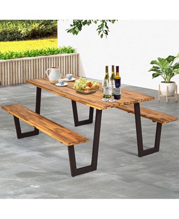 Slickblue 70 Inch Dining Table Set with Seats and Umbrella Hole - Macy's