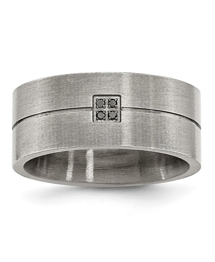 Chisel Stainless Steel Antiqued Black Cubic Zirconia Band Ring - Macy's