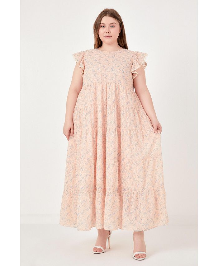 English Factory Women's Plus size Eyelet Tiered Midi Dress - Macy's