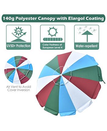 Yescom 7ft Rainbow Beach Umbrella Sunshade with Tilt Sand Anchor UV ...