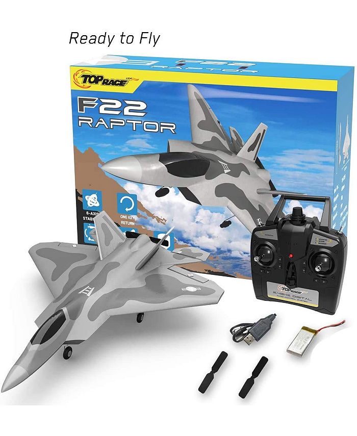 Top Race Advanced F-22 Raptor Model RC Fighter Jet with 6 Axis Gyro ...