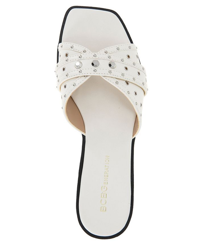 BCBGeneration Women's Lucca Studded Slide Flat Sandals - Macy's