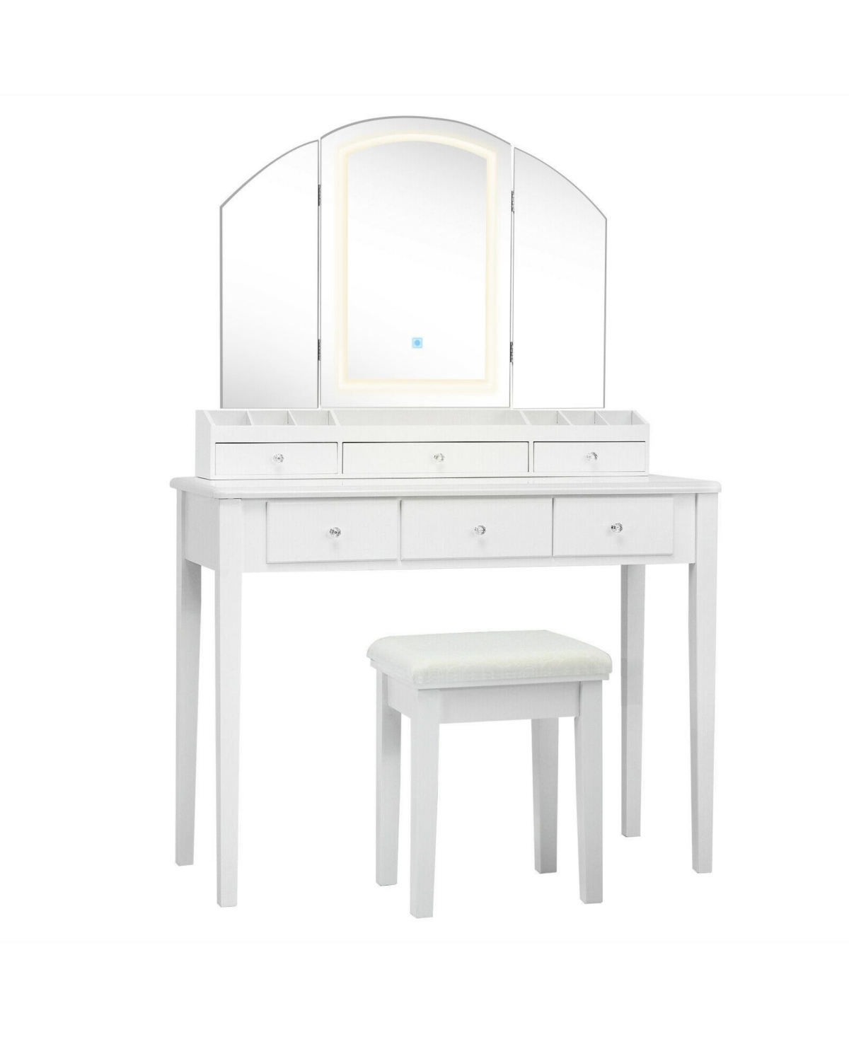 Click here for Vanity Table Stool Set with Large Tri-folding Ligh... prices
