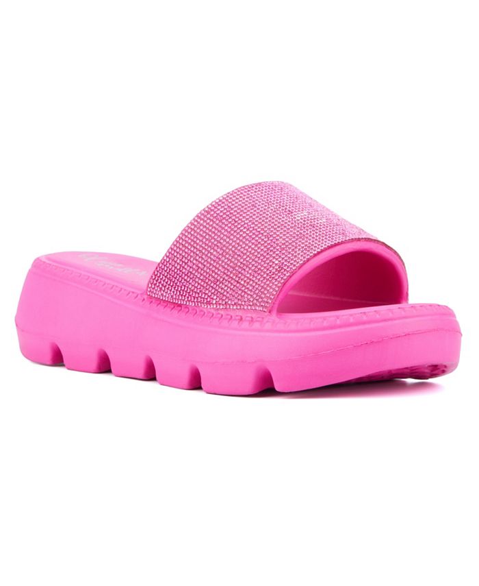 Olivia Miller Womens Glitter Gaze Slide Sandal Macys 6146