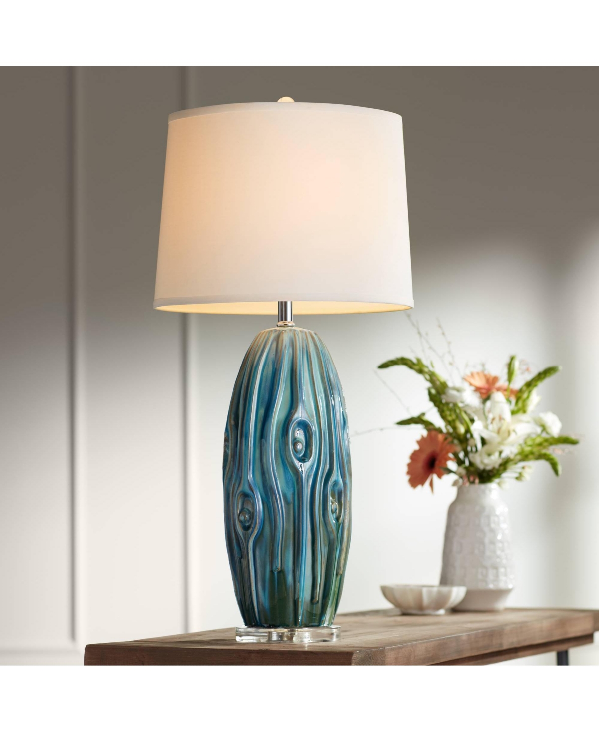 Click here for Eneya Modern Coastal Modern Table Lamp 31 Tall Cer... prices