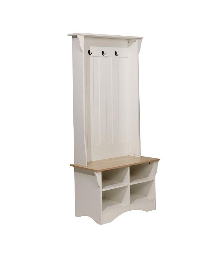 HBCY Creations Hall Tree With Divided Storage Bench, 3 Hook Coat Rack ...