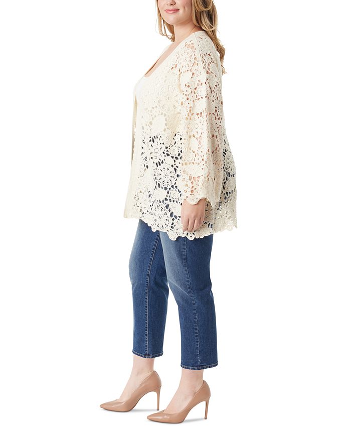 Jessica Simpson Women's Arieth Crocheted-Lace Open-Front Cardigan - Macy's