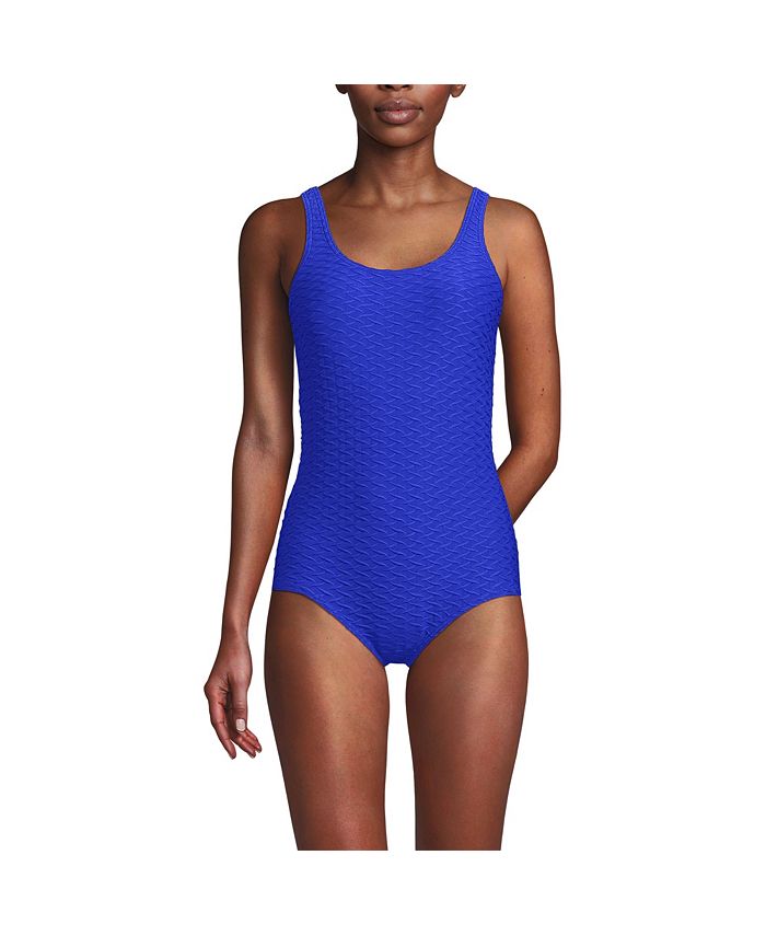 Lands' End Women's Texture Tugless One Piece Swimsuit - Macy's