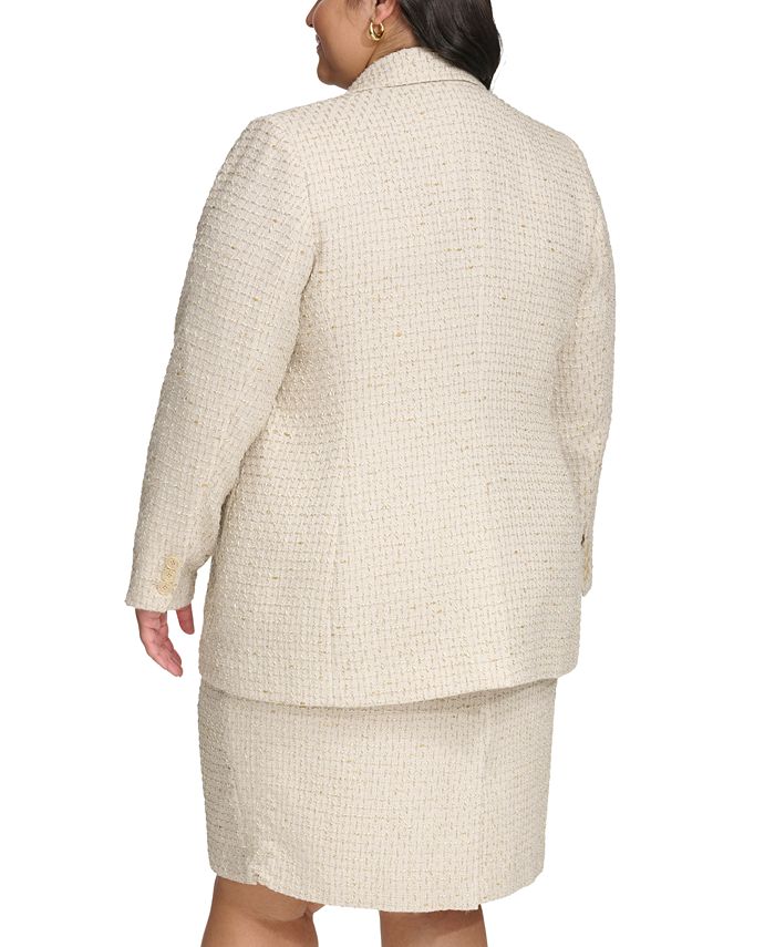 Calvin Klein Plus Size Patch-Pocket Tweed Jacket - Macy's