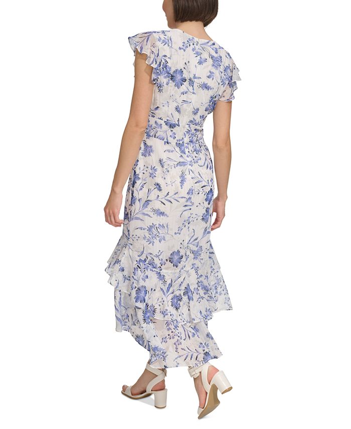 Tommy Hilfiger Women's Floral-Print Flutter-Sleeve Midi Dress - Macy's