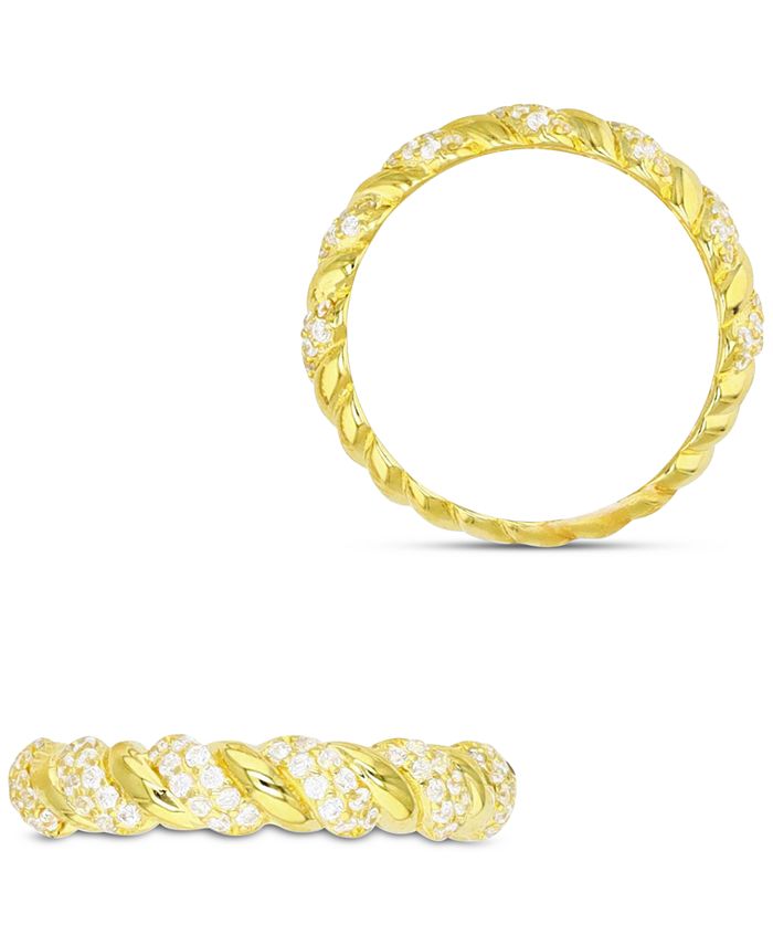 Macy's Cubic Zirconia Twist San Marcos Ring in 14k Gold-Plated Sterling ...