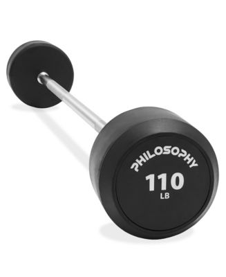 Philosophy Gym Rubber Fixed Barbell, 110 LB Pre-Loaded Weight Straight ...
