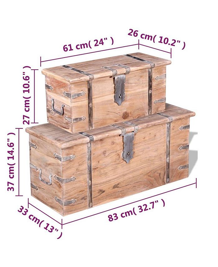 vidaXL Two Piece Storage Chest Set Acacia Wood - Macy's