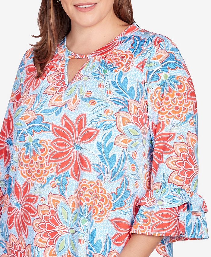 Ruby Rd. Plus Size Bold Floral Puff Print Top - Macy's