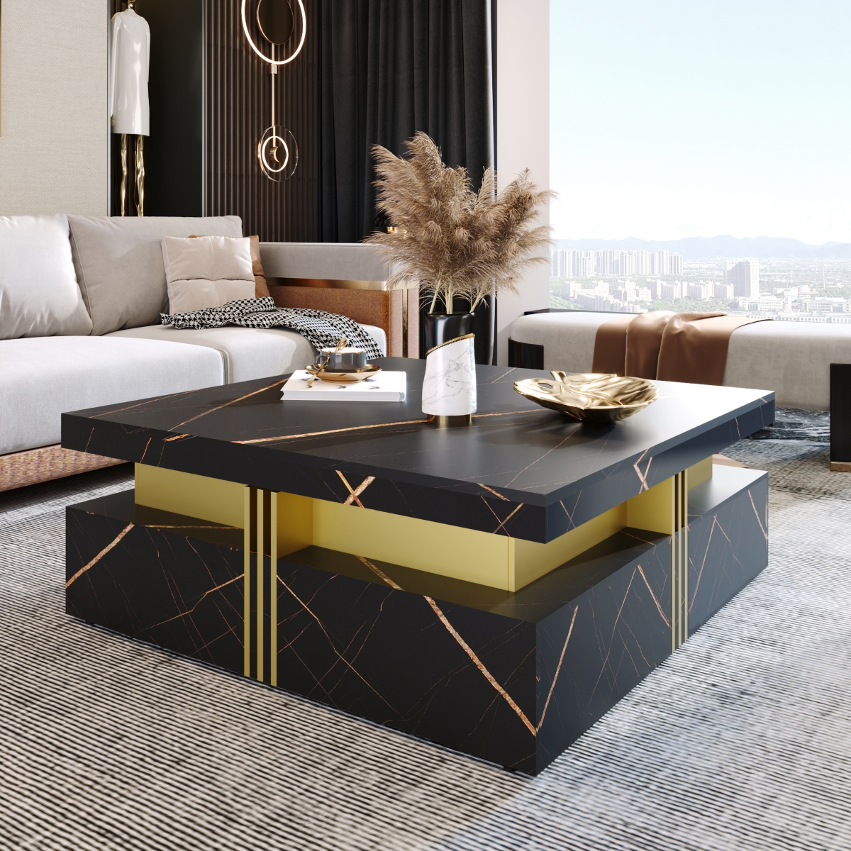 Click here for Streamdale Modern Black Square Storage Coffee Tabl... prices