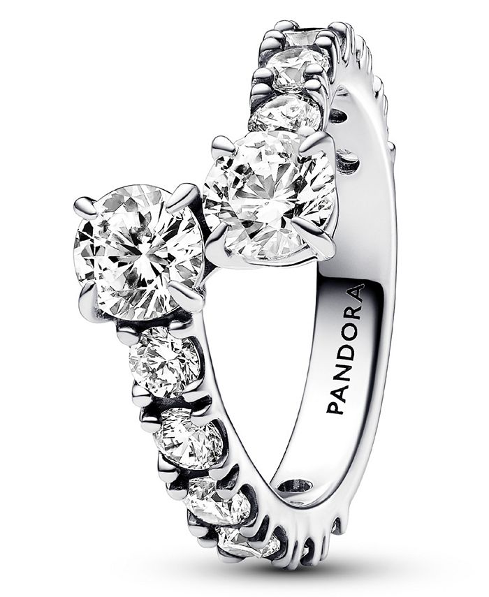Pandora Sterling Silver Timeless Overlapping Sparkling Band Ring - Macy's