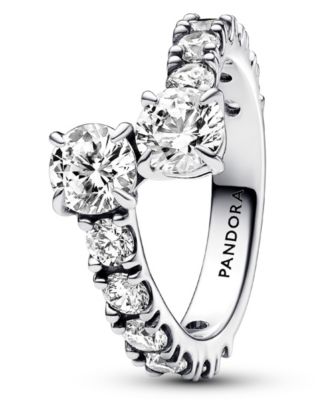 Pandora Sterling Silver Timeless Overlapping Sparkling Band Ring - Macy's