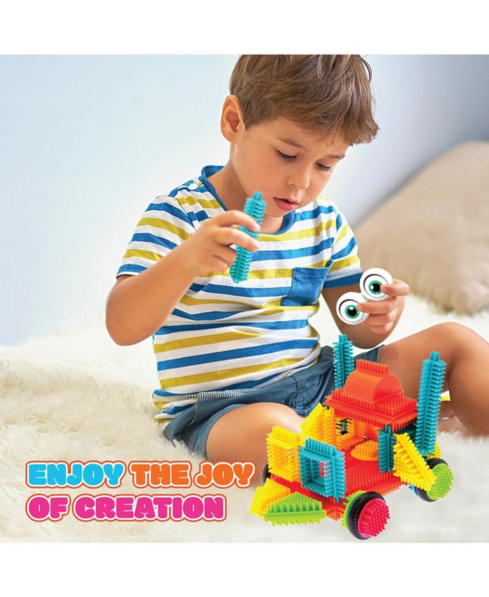 Contixo Stem Building Toys, 244 Pcs Bristle Shape 3d Tiles Building Set ...