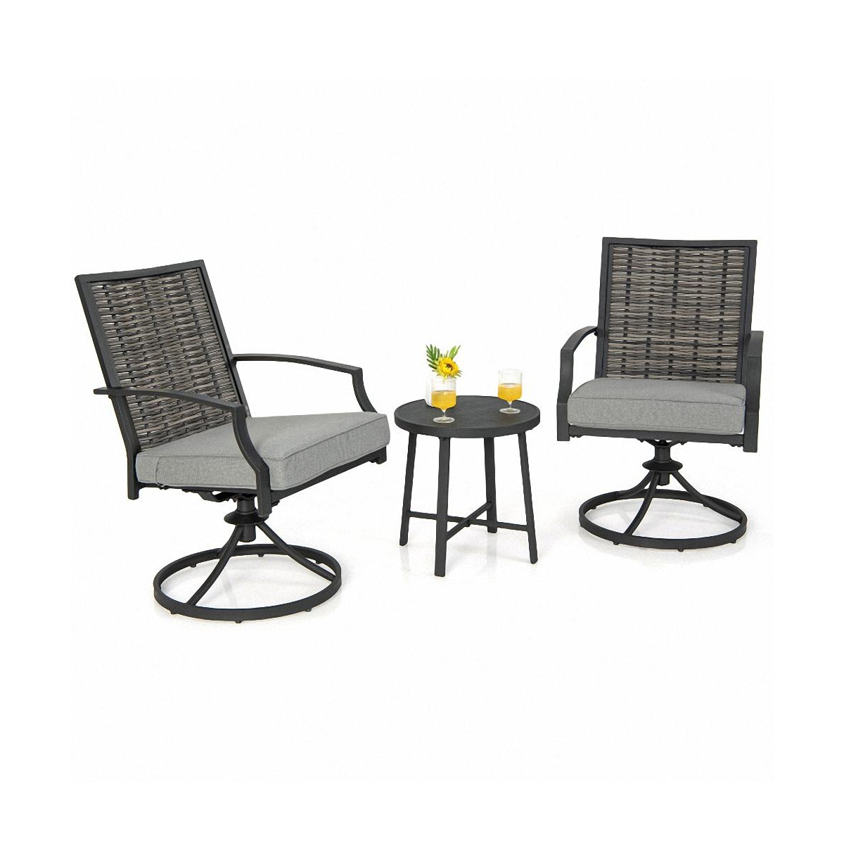 Click here for 3 Piece Patio Swivel Chair Set with Soft Seat Cush... prices