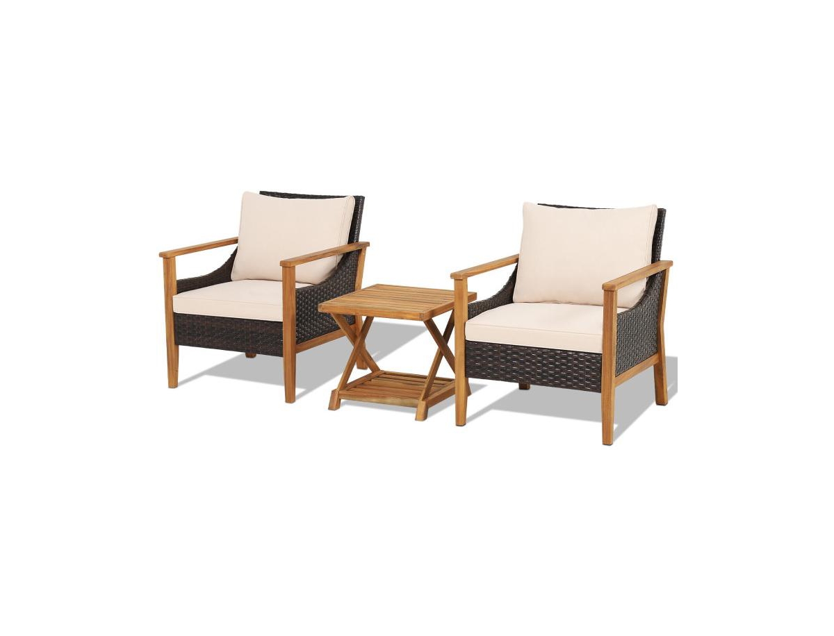 Click here for Inolait 3 Pieces Patio Wicker Furniture Set with 2... prices