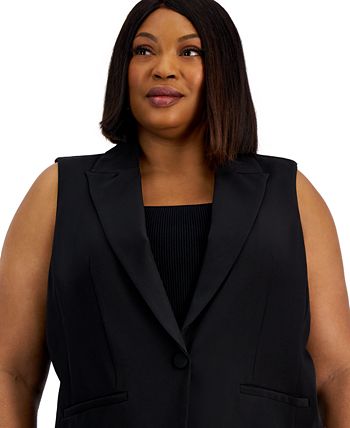 Bar III Trendy Plus Size Single-Breasted Vest, Created for Macy's - Macy's