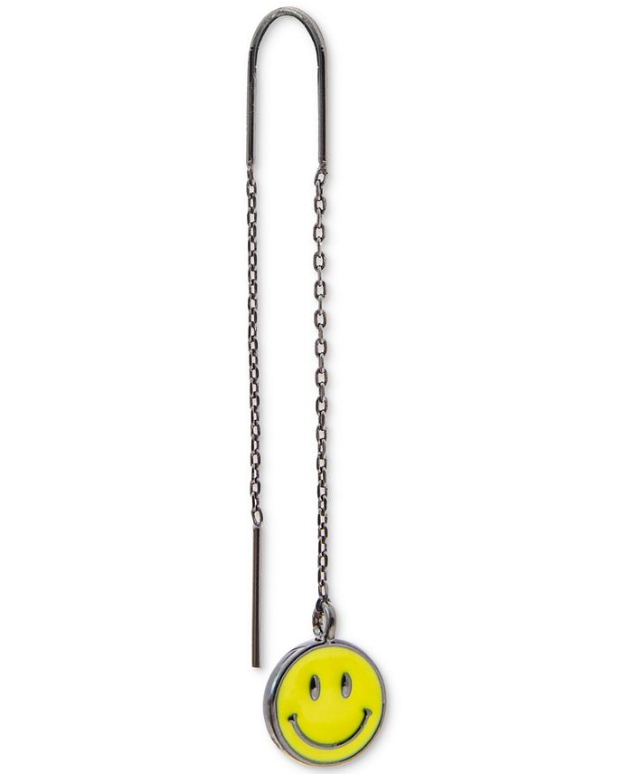 Lucky Brand Silver-Tone Happy Face Threader Earrings - Macy's