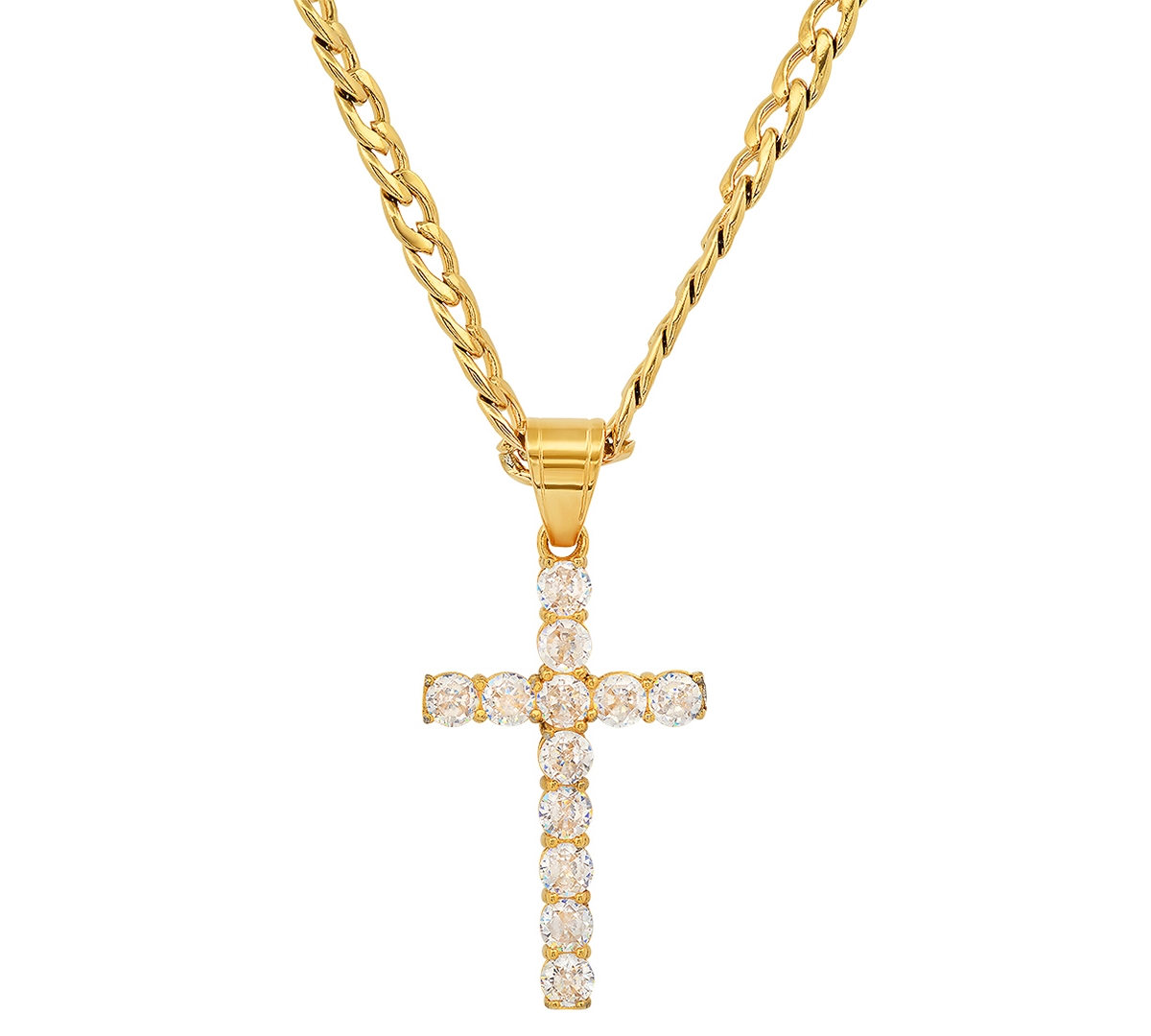 Click here for Steeltime Mens Stainless Steel Crystal Cross 24 Pe... prices