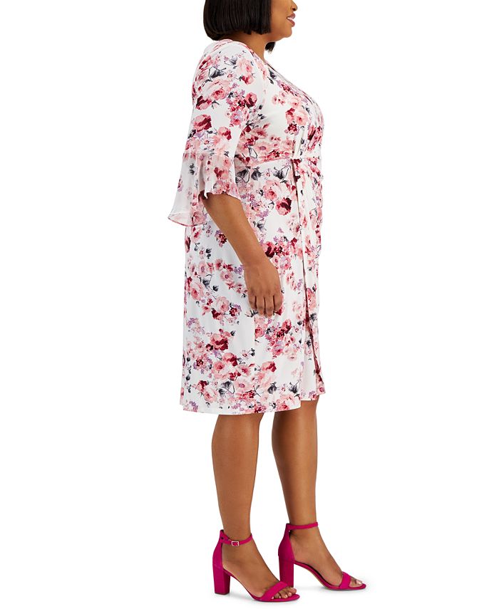 Connected Plus Size 3/4-Sleeve Side-Tab Sheath Dress - Macy's