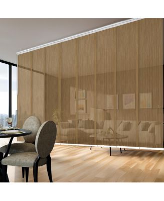 Dappled Gold Blind 8-Panel Double Rail Panel Track Extendable 130"-175 ...