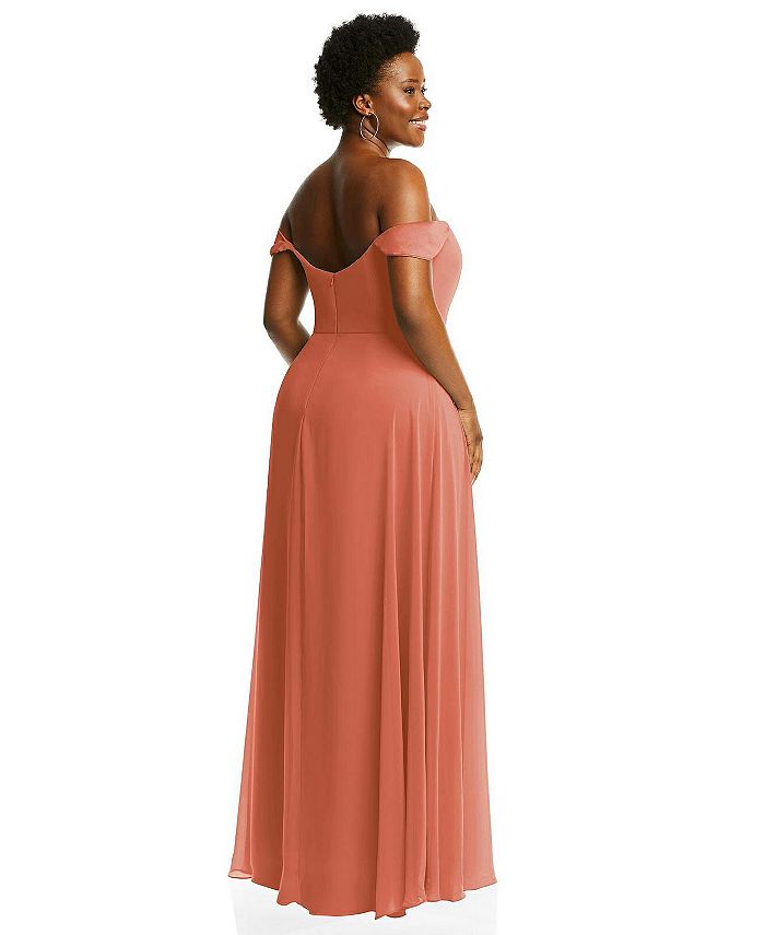 After Six Plus Size Off-the-Shoulder Basque Neck Maxi Dress with ...