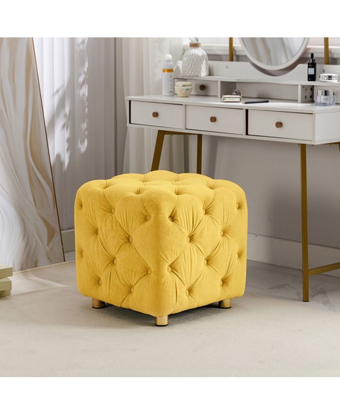 Simplie Fun Modern Velvet Upholstered Ottoman, Exquisite Small End ...