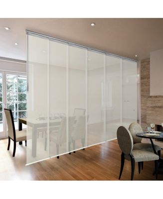 Dappled Ash Blind 6-Panel Single Rail Panel Track Extendable 70"-130"W ...