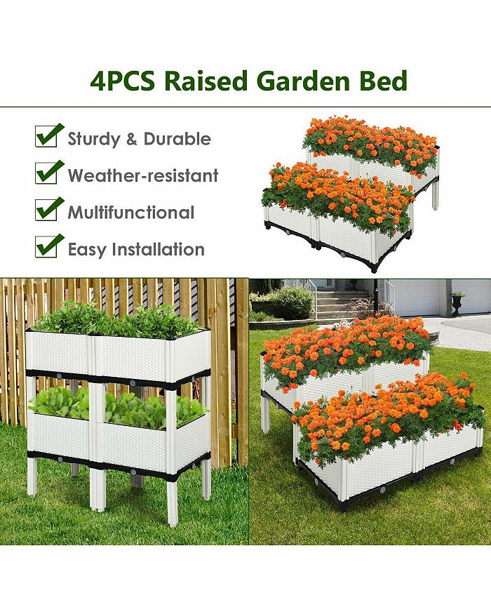 SUGIFT Set of 4 Elevated Flower Vegetable Herb Grow Planter Box - Macy's