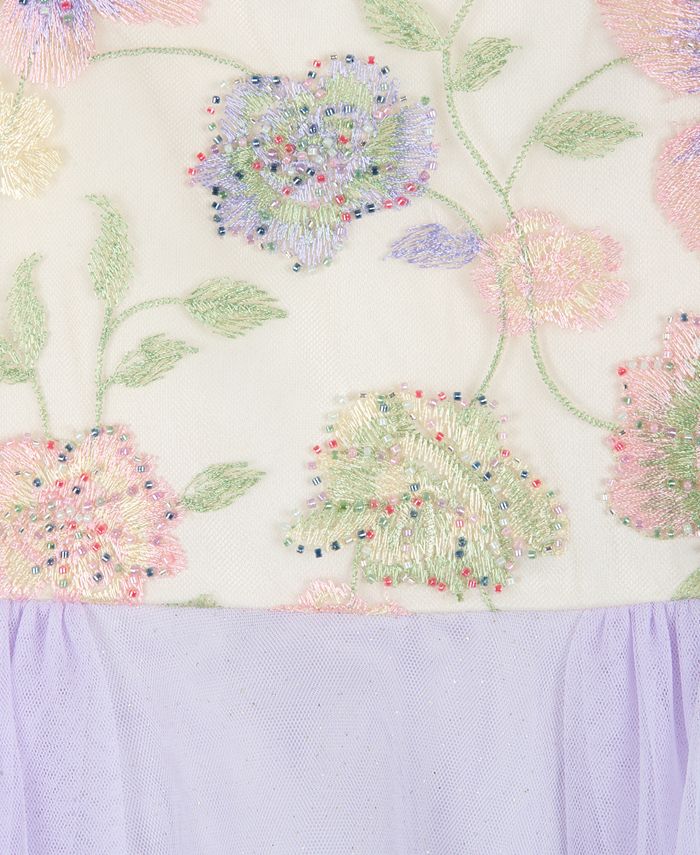 Rare Editions Big Girls Sleeveless Illusion and Beaded Embroidery ...