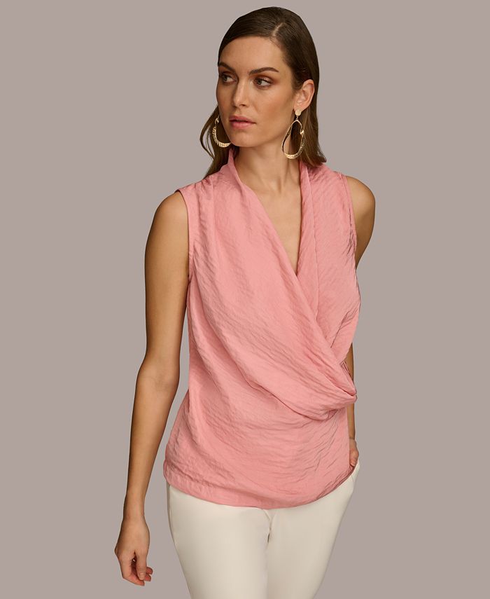 Donna Karan New York Donna Karan Women's Sleeveless Faux Wrap Top - Macy's