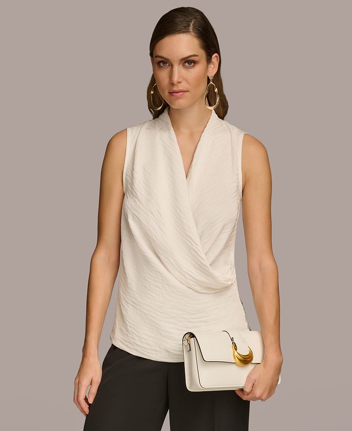 Donna Karan New York Donna Karan Women's Sleeveless Faux Wrap Top - Macy's