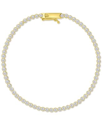 Cubic Zirconia Bezel Set Tennis Bracelet in 10k Gold