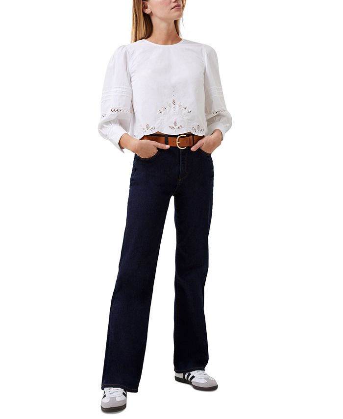 French Connection Women's Alissa Embroidered Cotton Top - Macy's