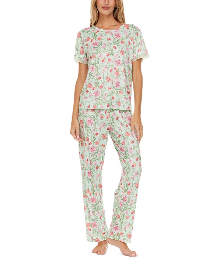Flora by Flora Nikrooz Women's 2-Pc. Jody Floral Pajamas Set - Macy's